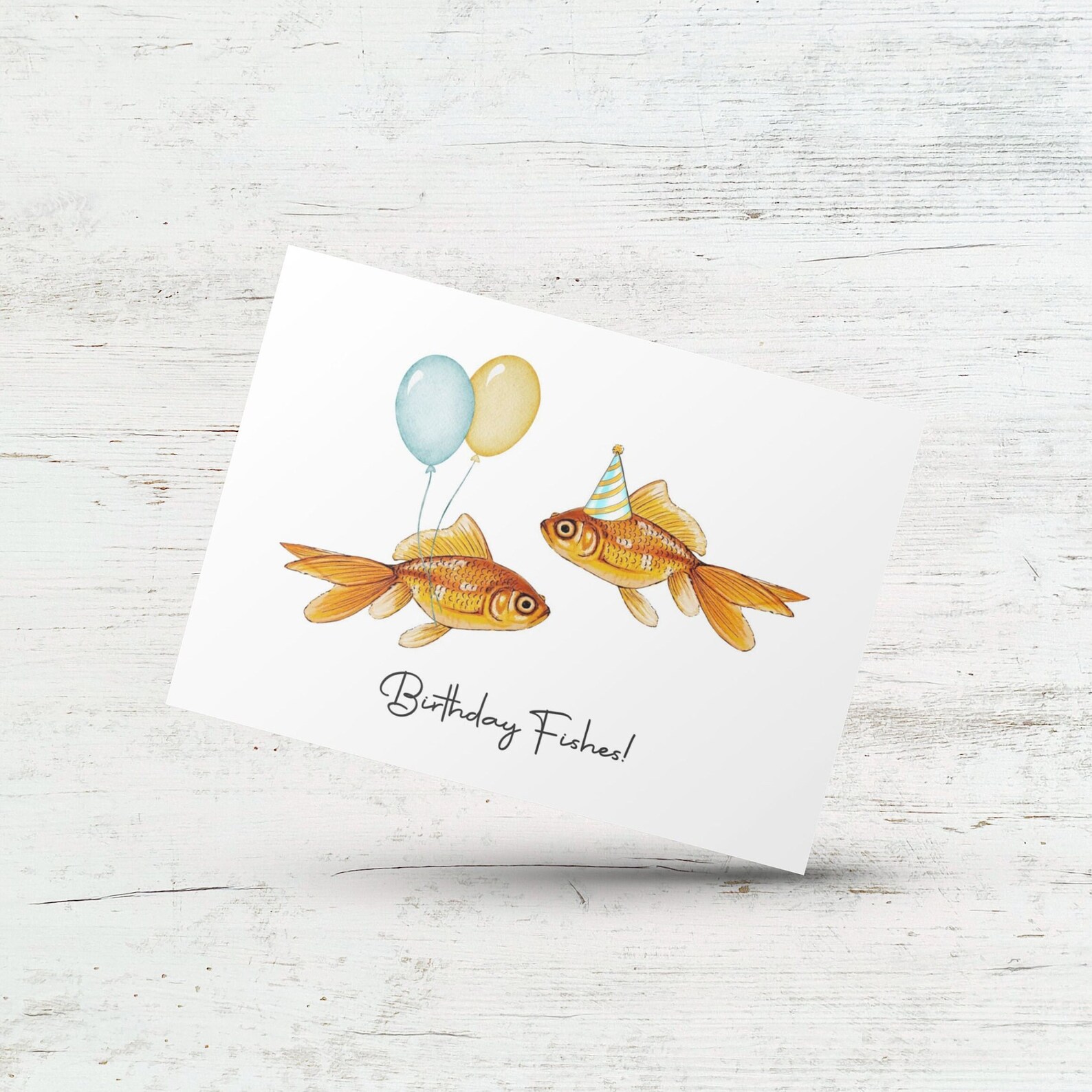 Goldfish Birthday Card, Birthday Fishes, Cute Animal Pun Art Card for ...