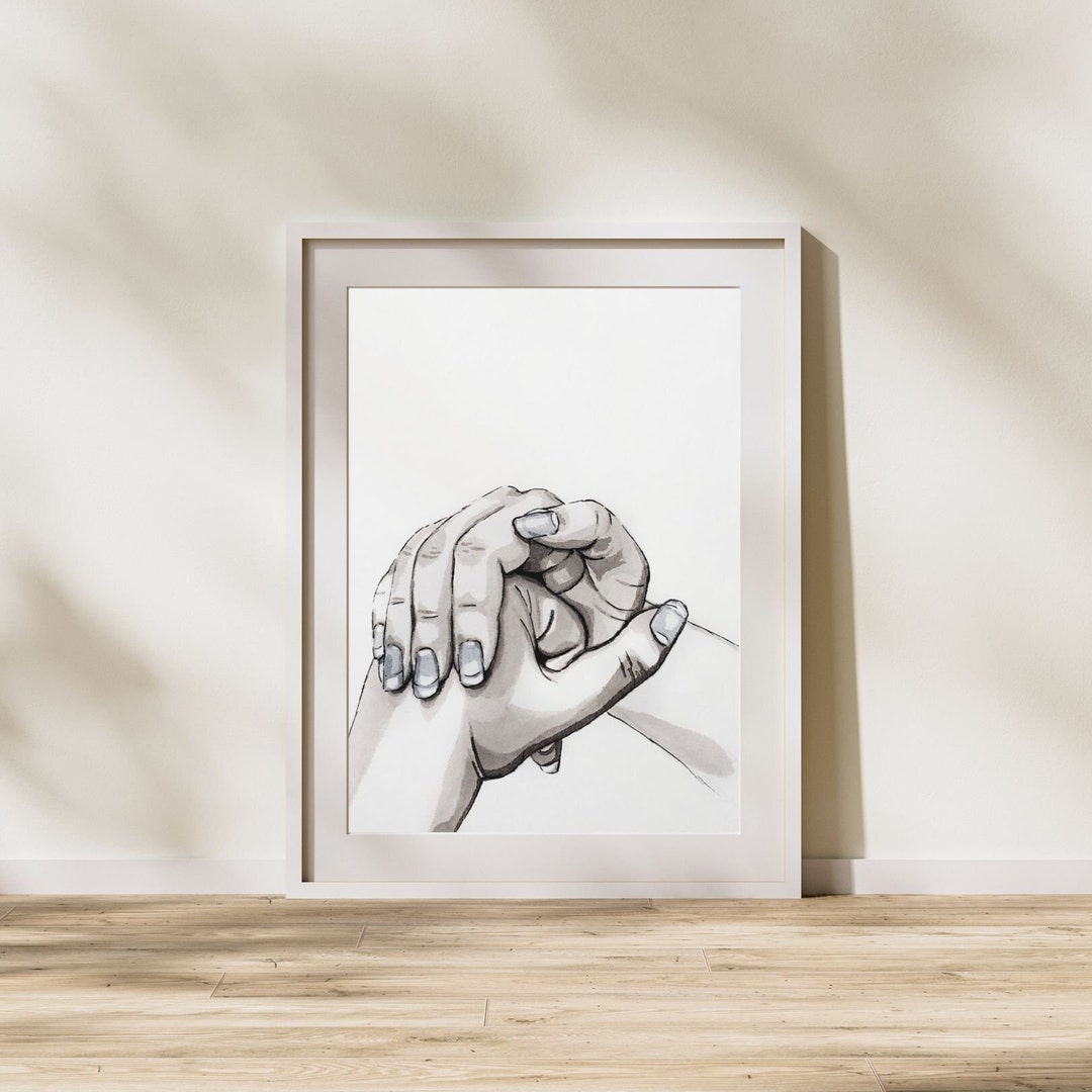 Cracking Knuckles Ink Hand Drawing Art Print, Hand Gesture Black and ...