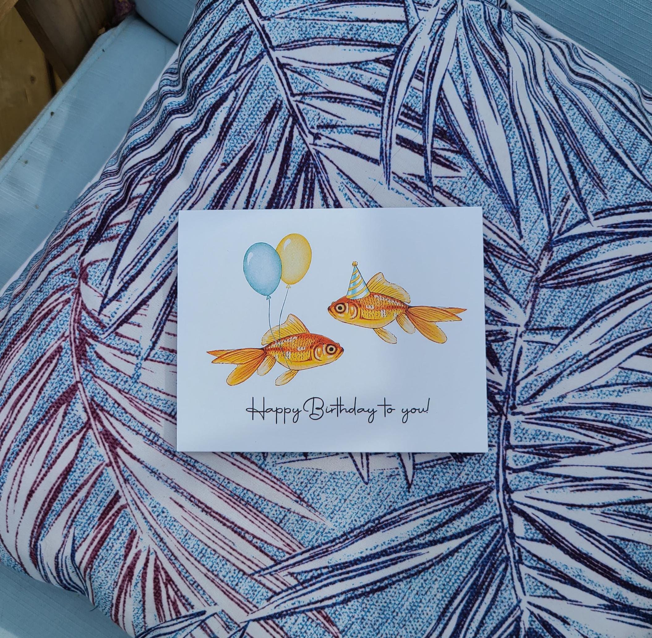 Happy Birthday to You, Goldfish Birthday Party Card, Cute Whimsical ...