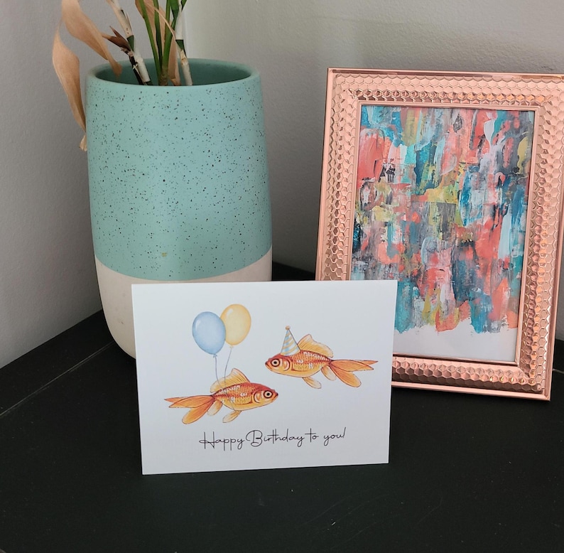 Happy Birthday to You, Goldfish Birthday Party Card, Cute Whimsical ...