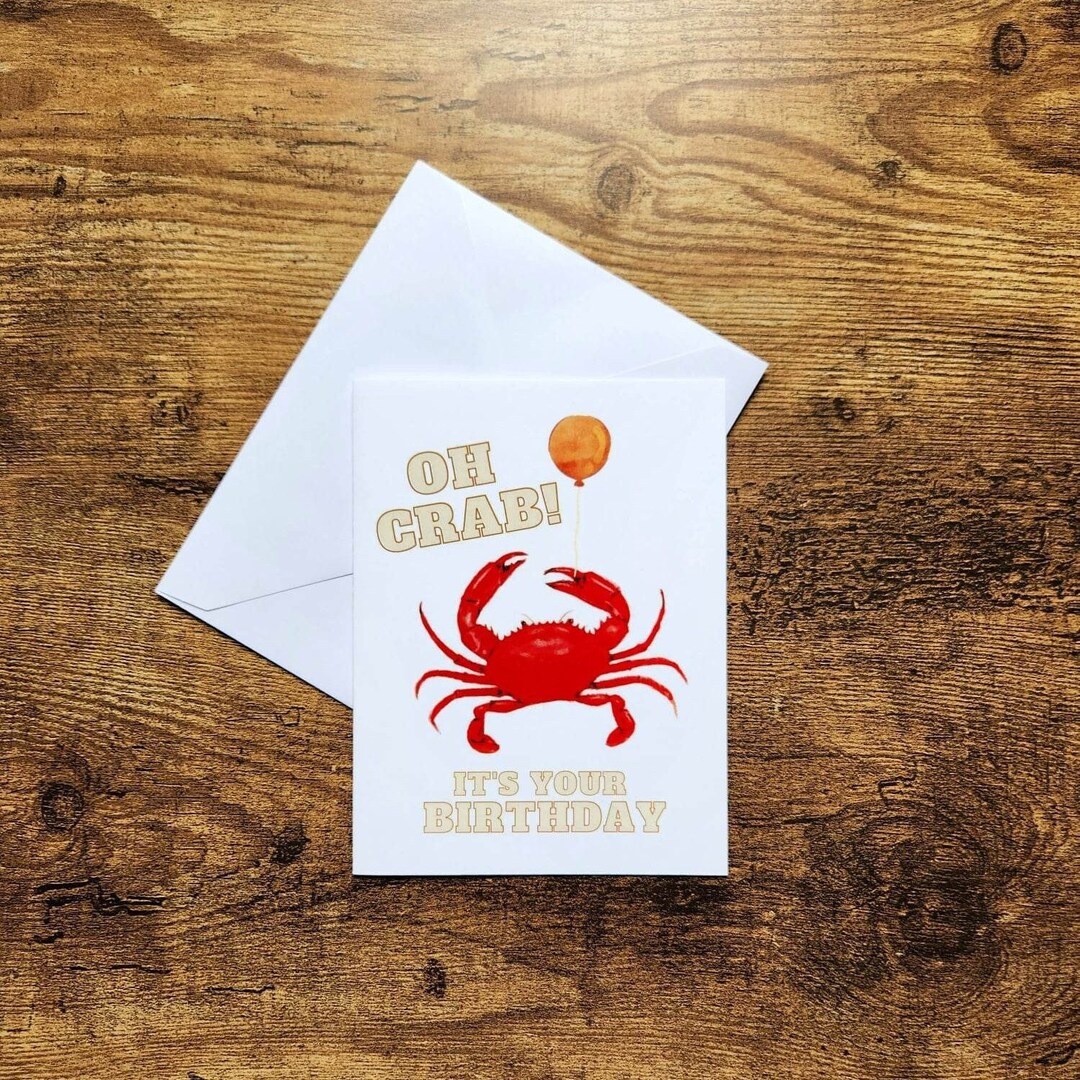 Oh Crab It's Your Birthday Crab Birthday Card Beach Sea - Etsy