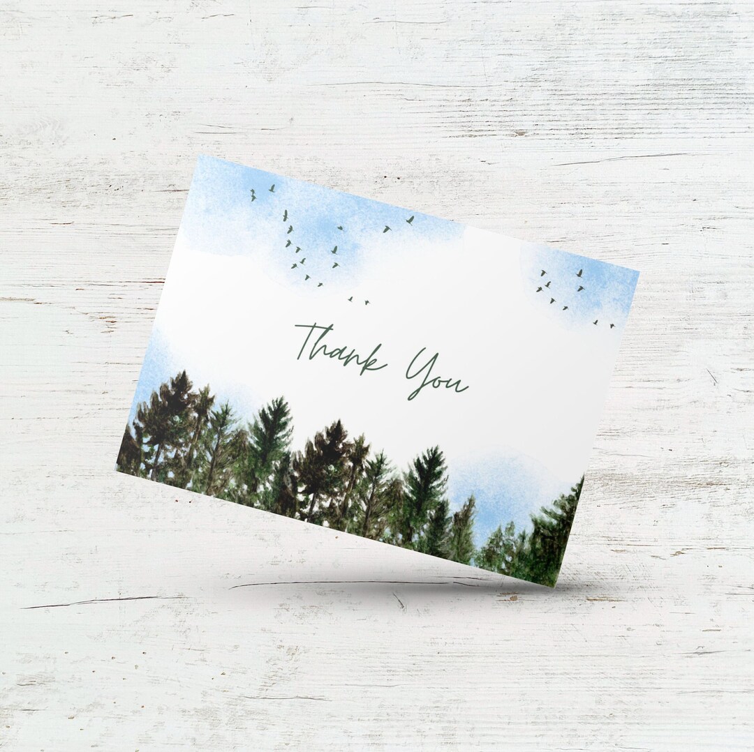 Thank You Card, Outdoor Nature Thank You Cards, Wedding Greenery Card ...