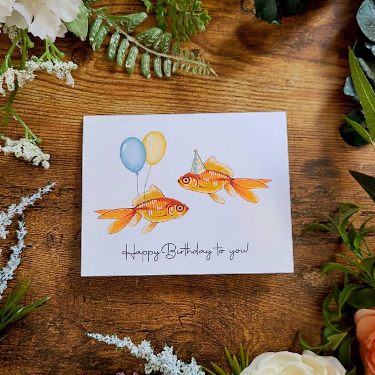 Happy Birthday to You, Goldfish Birthday Party Card, Cute Whimsical ...