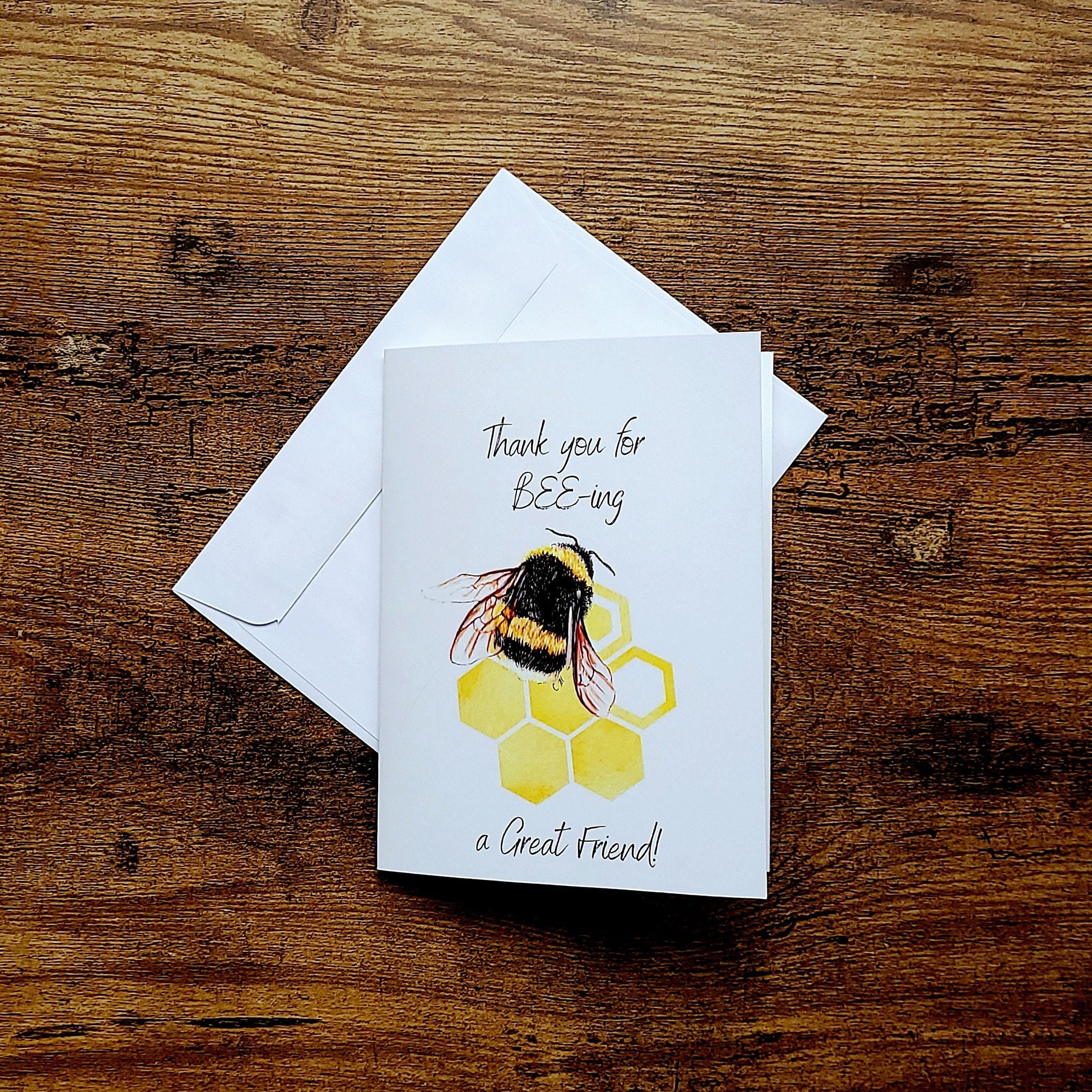 Thank You for Beeing a Great Friend, Thank You Note Card, Cute Bumble ...