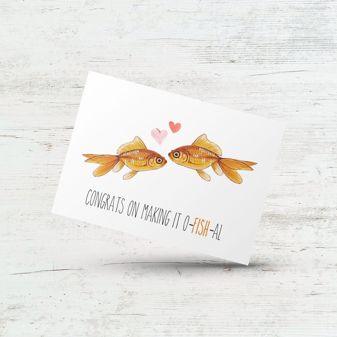 Congrats on Making It O Fish Al Card, Cute Wedding Card, Fish Pun Card ...