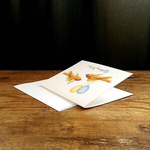 Goldfish Birthday Card, Birthday Fishes, Cute Animal Pun Art Card for ...