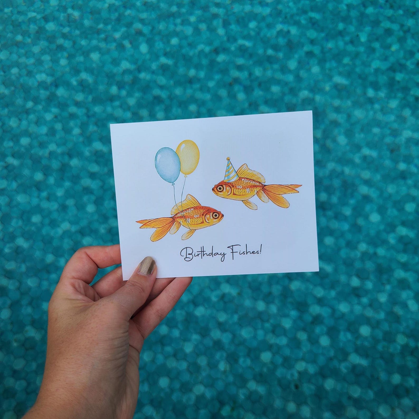 Goldfish Birthday Card, Birthday Fishes, Cute Animal Pun Art Card for ...