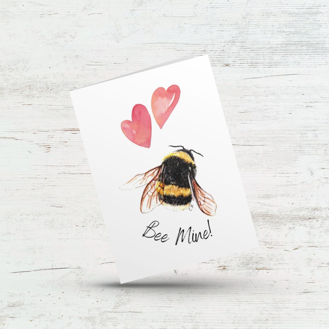 Bee Mine Card, Cute Bee Card, Bee Love Card, Valentine for Wife Husband ...