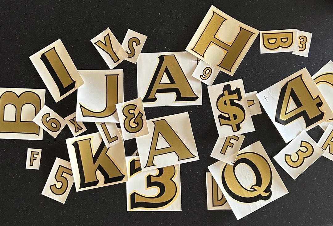 Vintage Duro Black / Gold Decal Numbers / Letters 1 Inch - Etsy