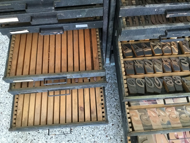 2 Full Printing Press Letter File Cabinet/ Drawers of Complete - Etsy