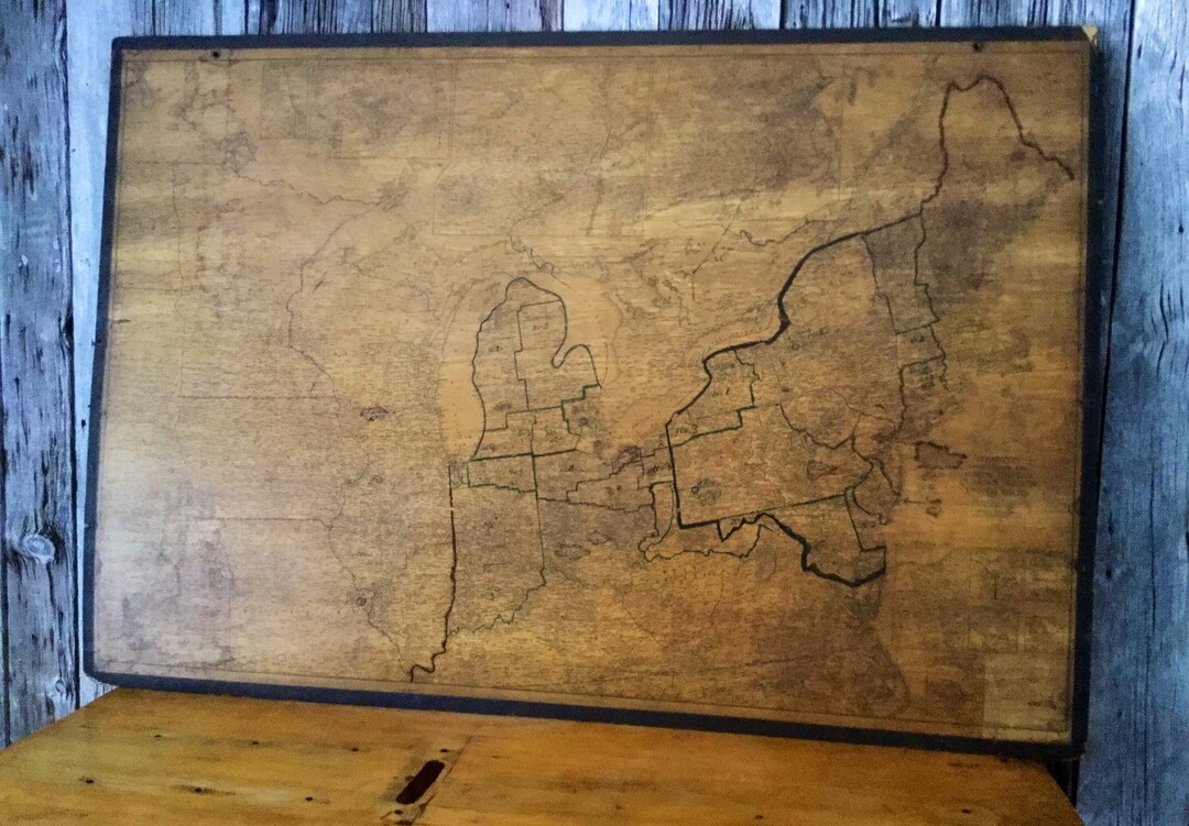 Large Antique Map Salesman‘s Route Map / Antique State Map - Etsy