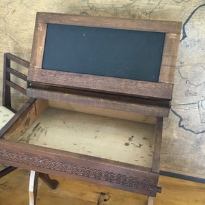 Early Antique Wooden Flip Top Childs Desk and Chair / Chalkboard ...