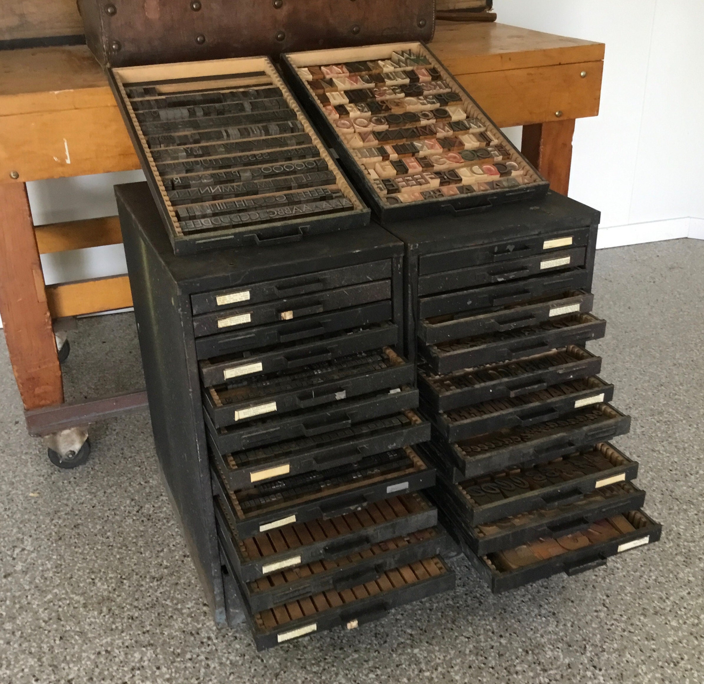 2 Full Printing Press Letter File Cabinet/ Drawers of Complete - Etsy