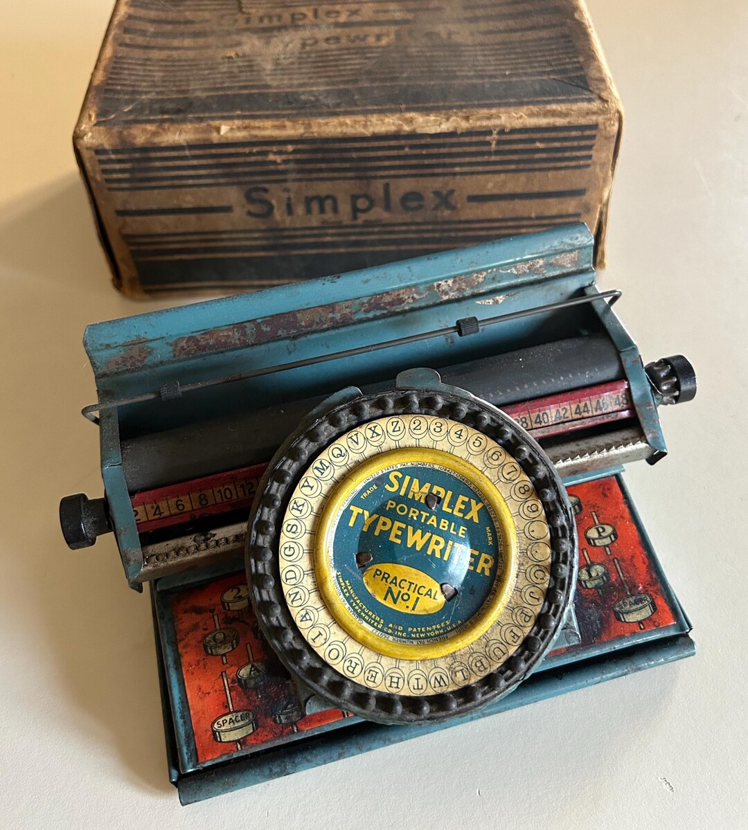 Antique/vintage Simplex Toy Typewriter With Original Cardboard Box - Etsy