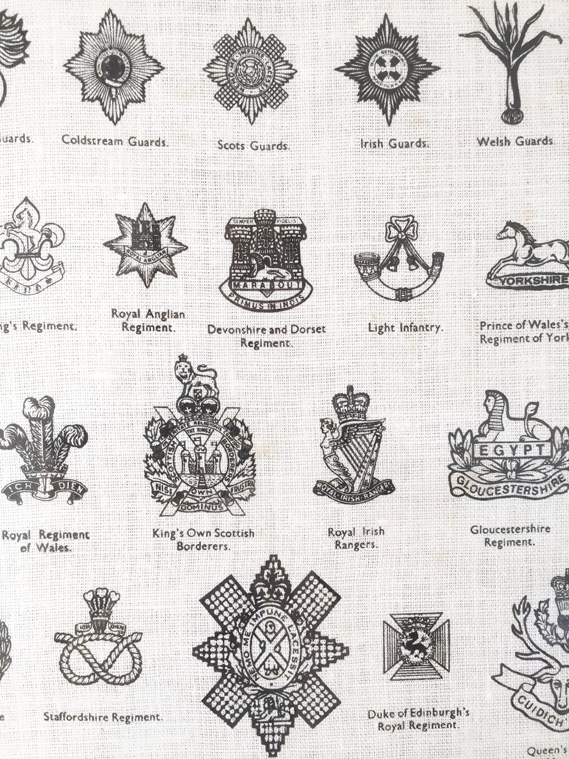 Regimental Badges of the British Army Printed on Linen Teak - Etsy UK