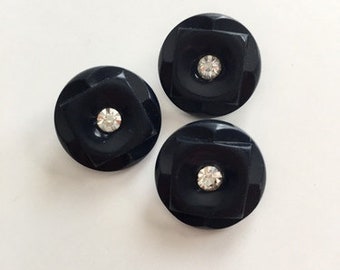 Black rhinestone buttons | Etsy