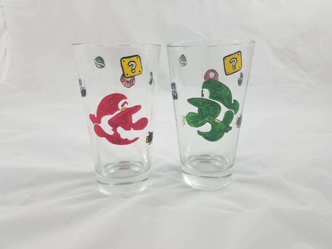 Mario and Luigi Pint Glasses / Mario Kart / Mario Party / Mario ...