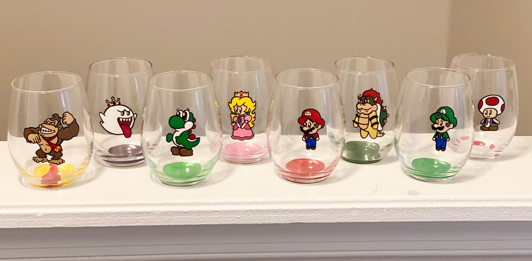 Mario Characters Wine Glasses / Mario Kart / Mario Party / Mario ...