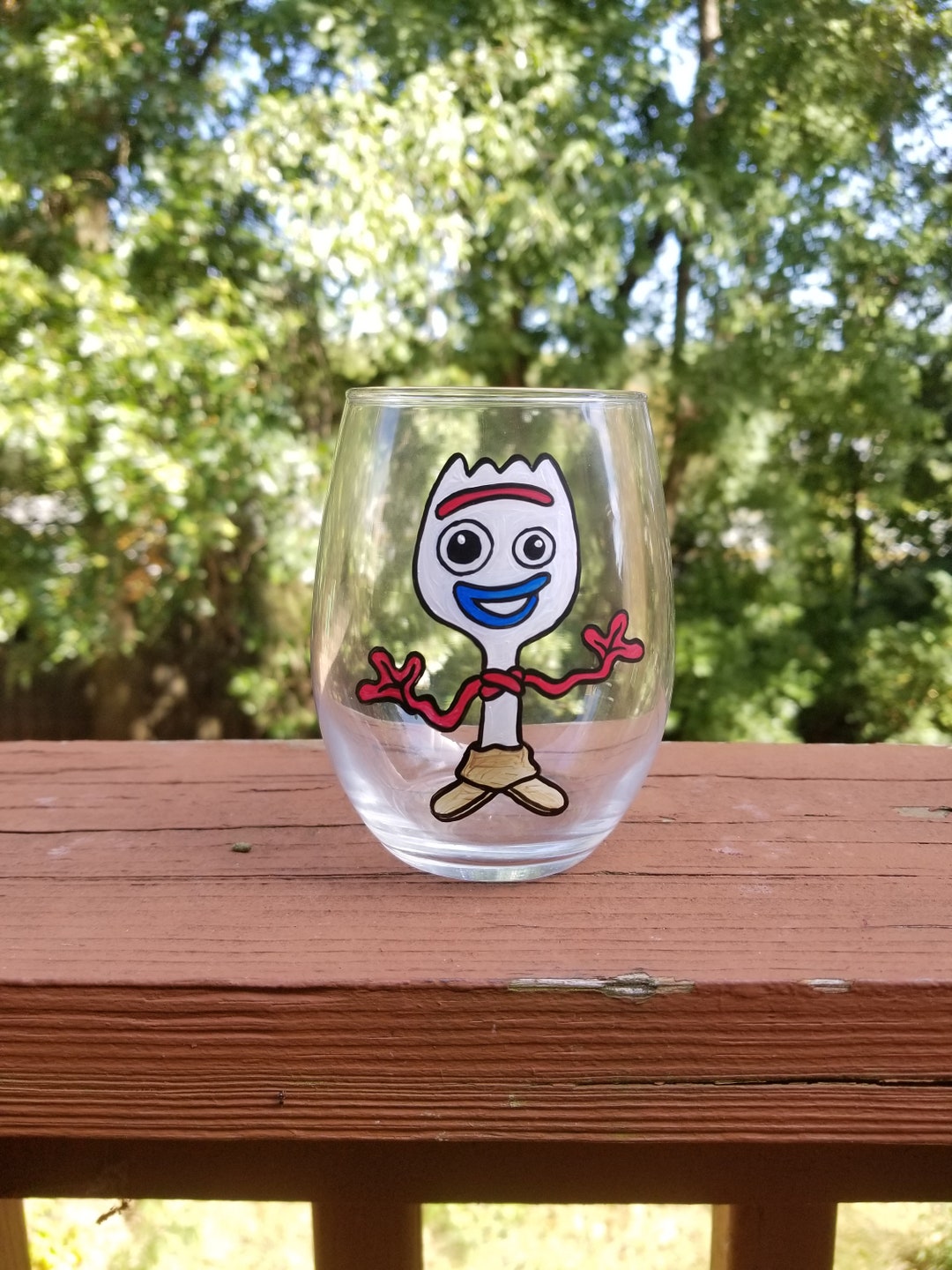 Forky Wine Glass / Forky Gift / Forky Glass / Disney Glass / Disney ...