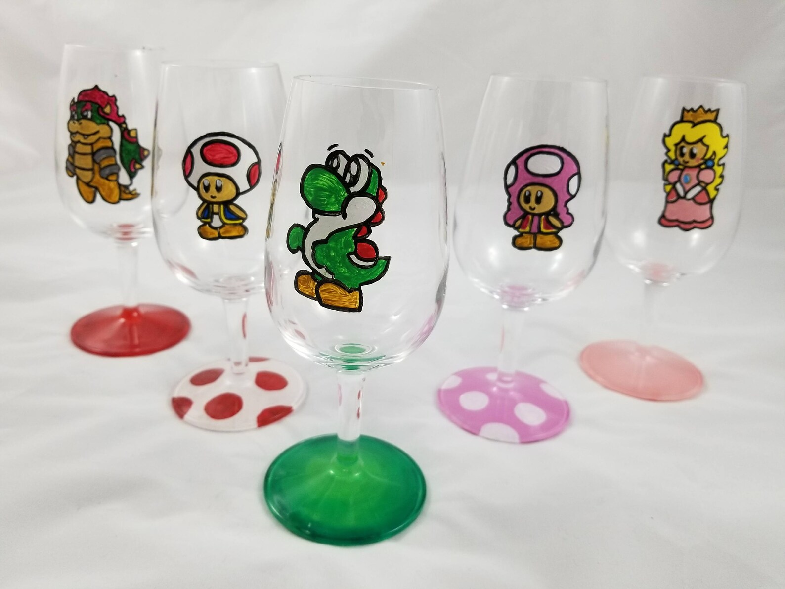 Mario Characters Wine Glasses / Mario Kart / Mario Party / | Etsy