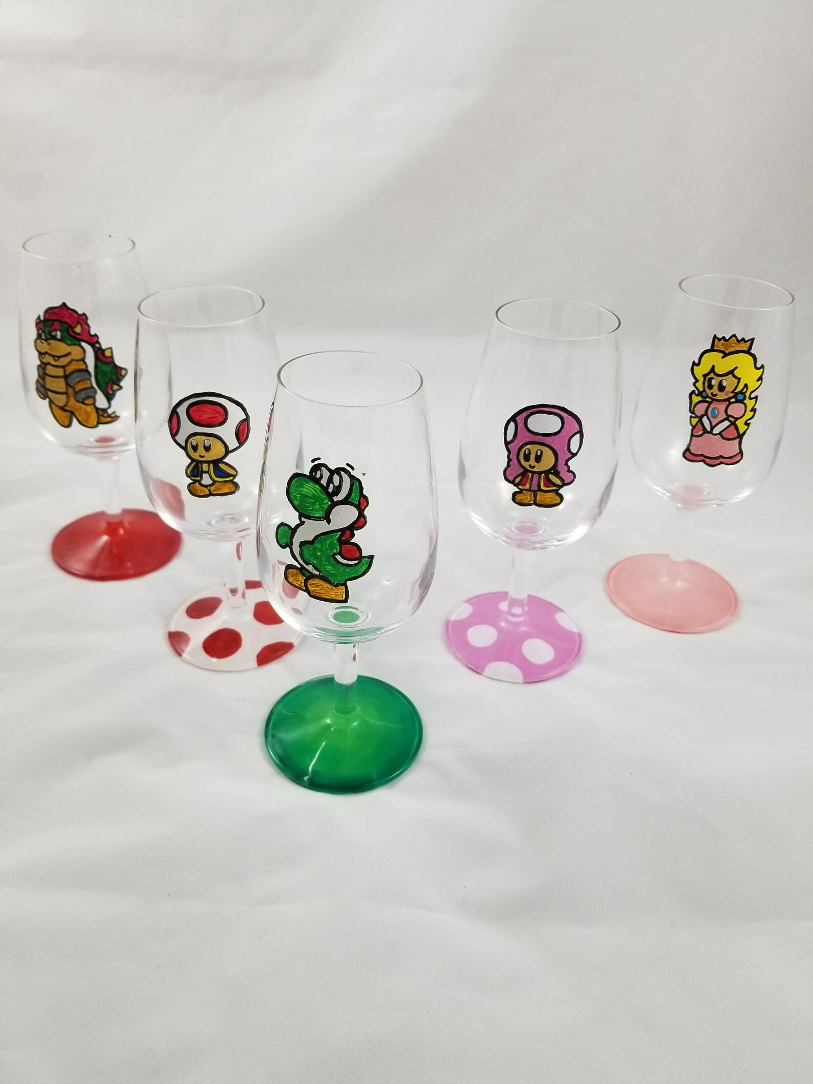 Mario Characters Wine Glasses / Mario Kart / Mario Party / | Etsy