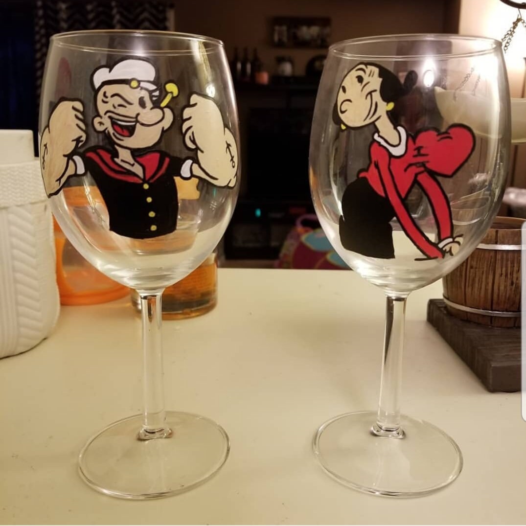 Popeye Wine Glass / Popeye Cup / Popeye Glass / Popeye Gift / | Etsy