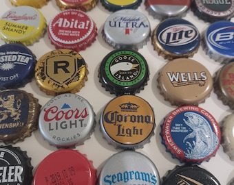 50 Different Bottle Caps, Variety Pack, Used Bottle Caps, Beer Bottle ...