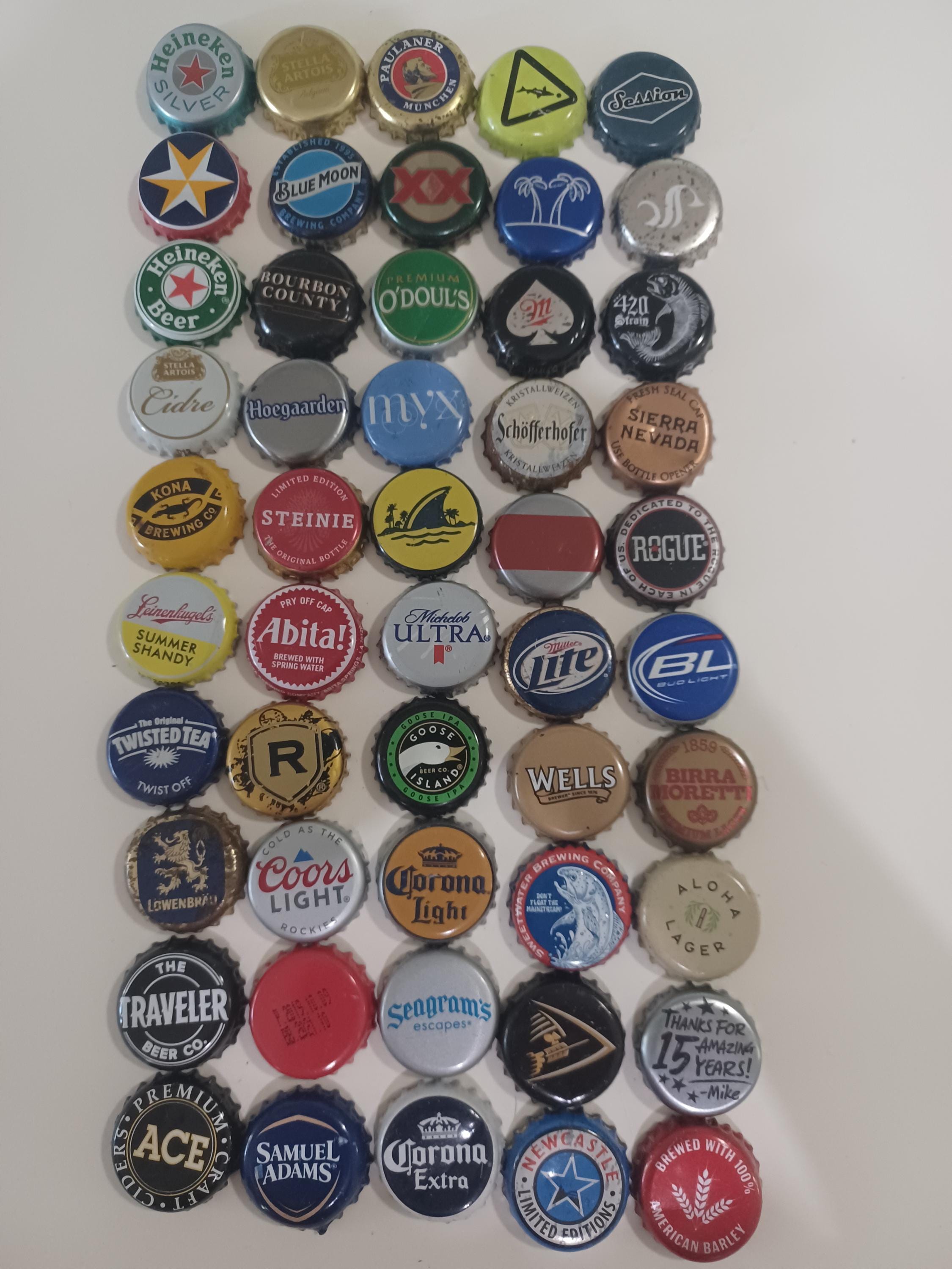 50 Different Bottle Caps, Variety Pack, Used Bottle Caps, Beer Bottle ...