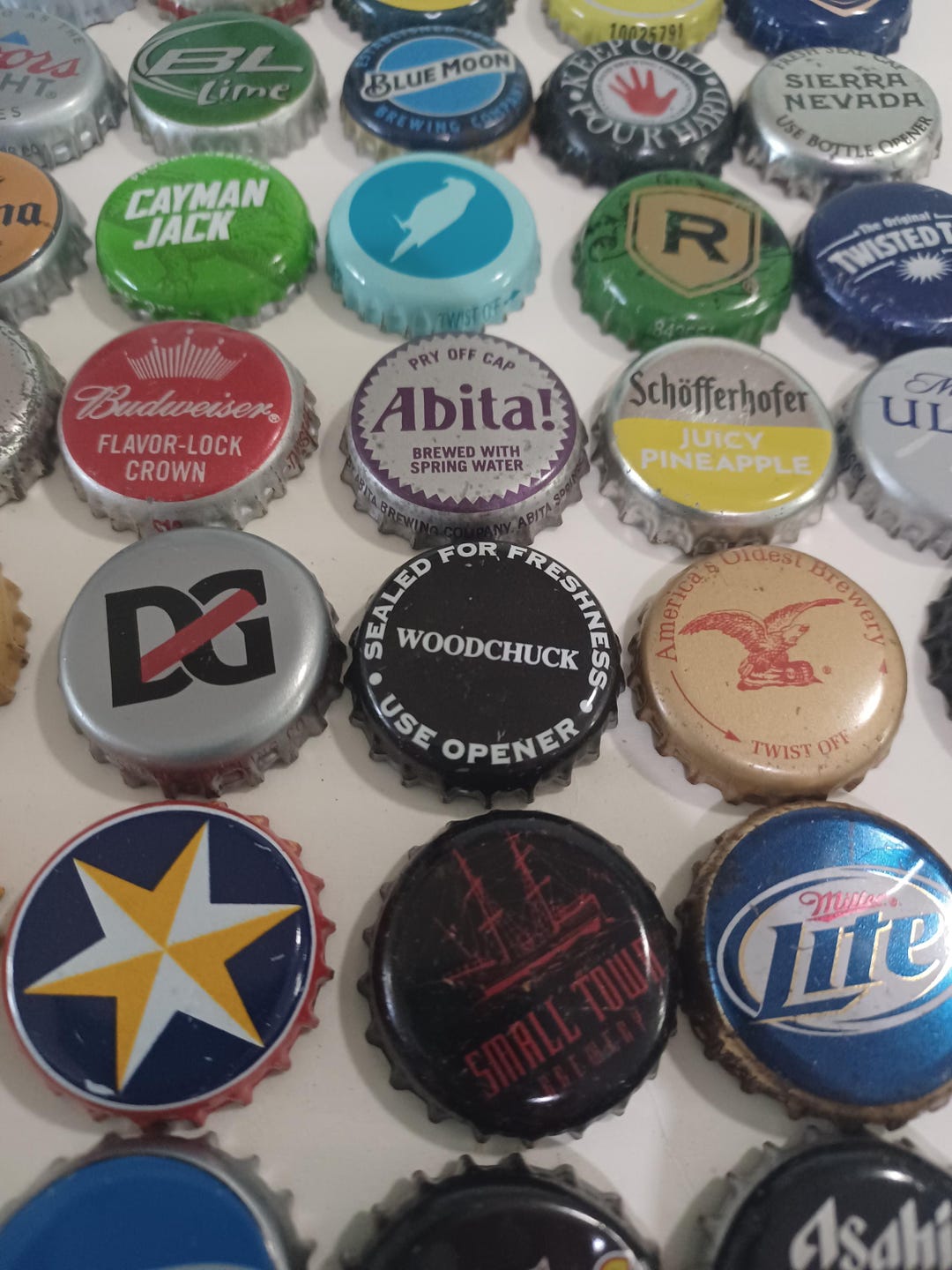 50 Different Bottle Caps, Variety Pack, Used Bottle Caps, Beer Bottle ...