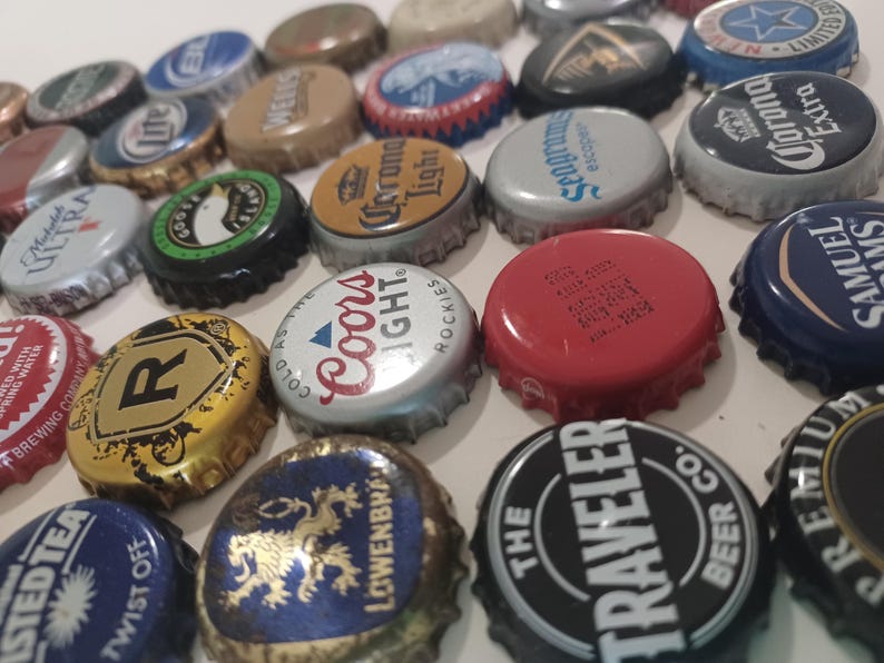 50 Different Bottle Caps, Variety Pack, Used Bottle Caps, Beer Bottle ...