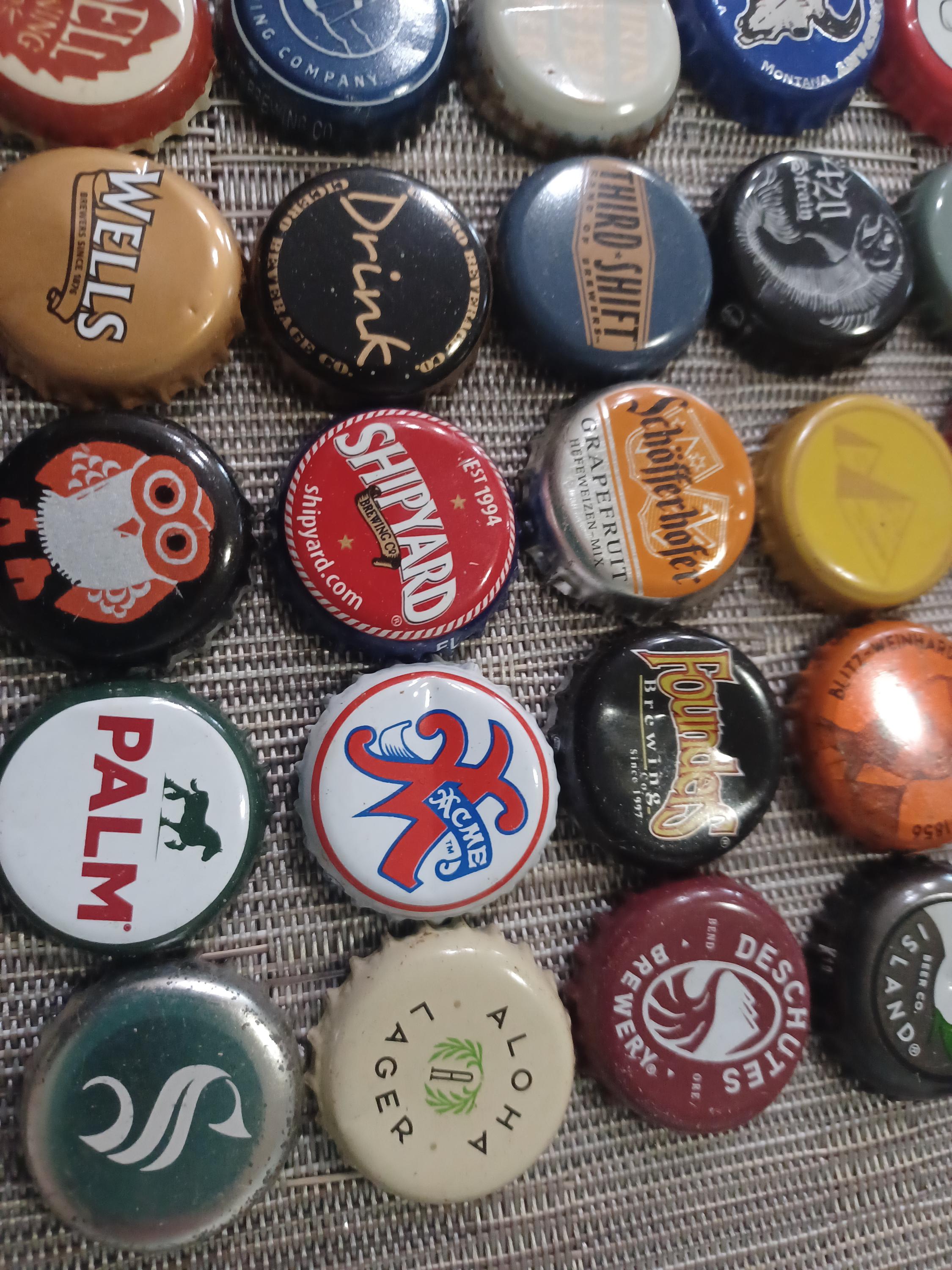 50 Different Bottle Caps, Variety Pack, Used Bottle Caps, Beer Bottle ...