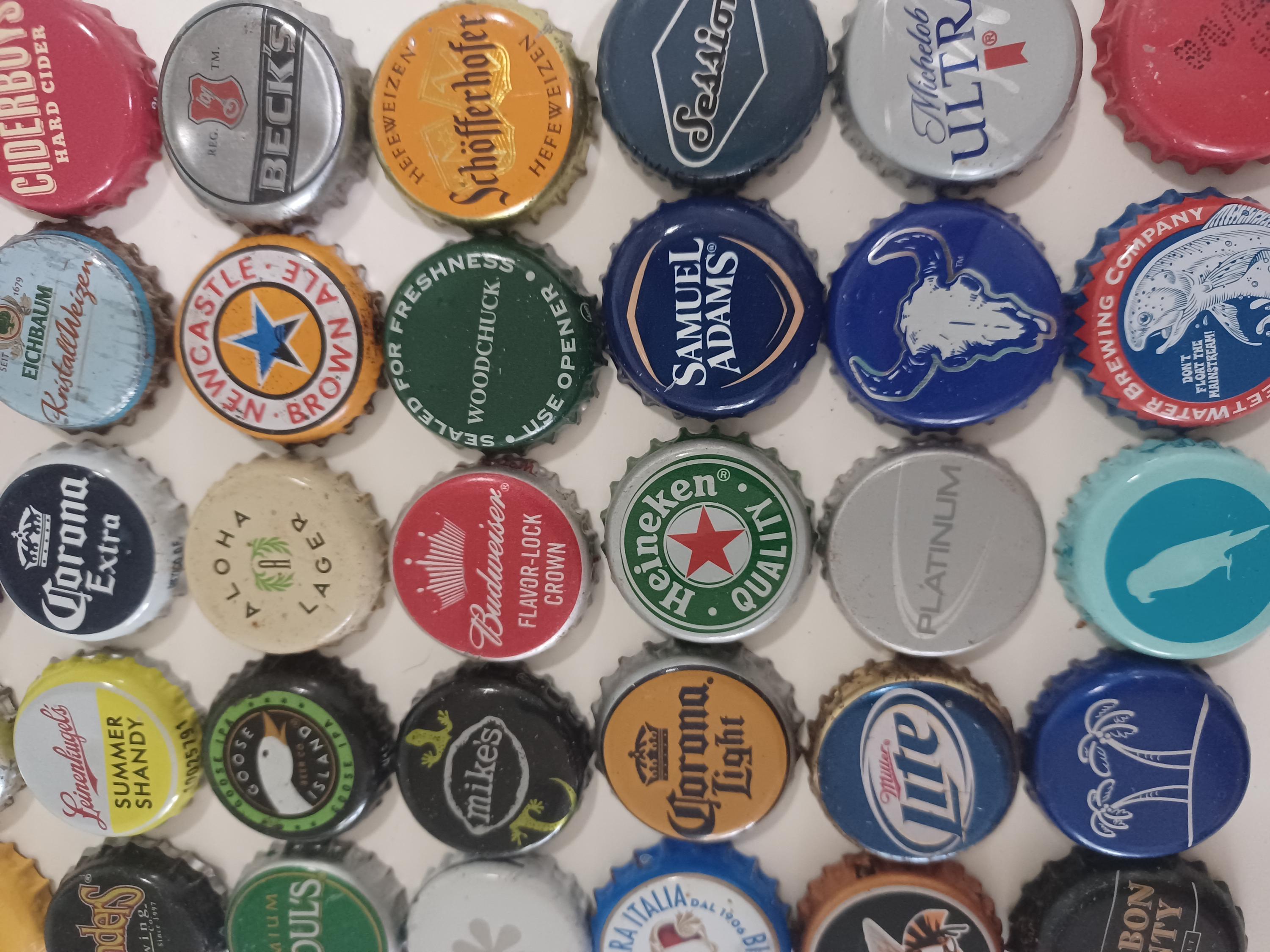 50 Different Bottle Caps, Variety Pack, Used Bottle Caps, Beer Bottle ...