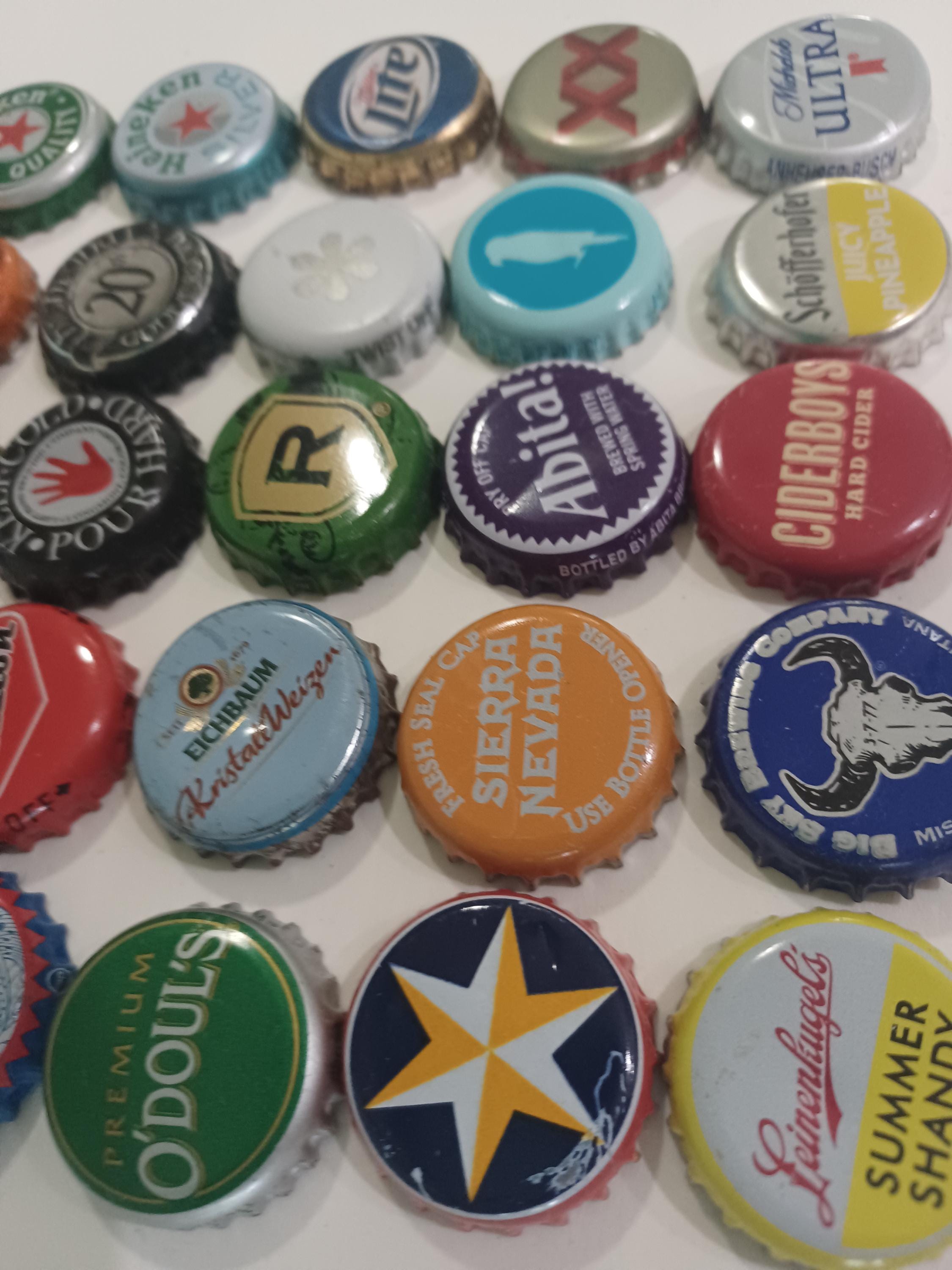 50 Different Bottle Caps, Variety Pack, Used Bottle Caps, Beer Bottle ...