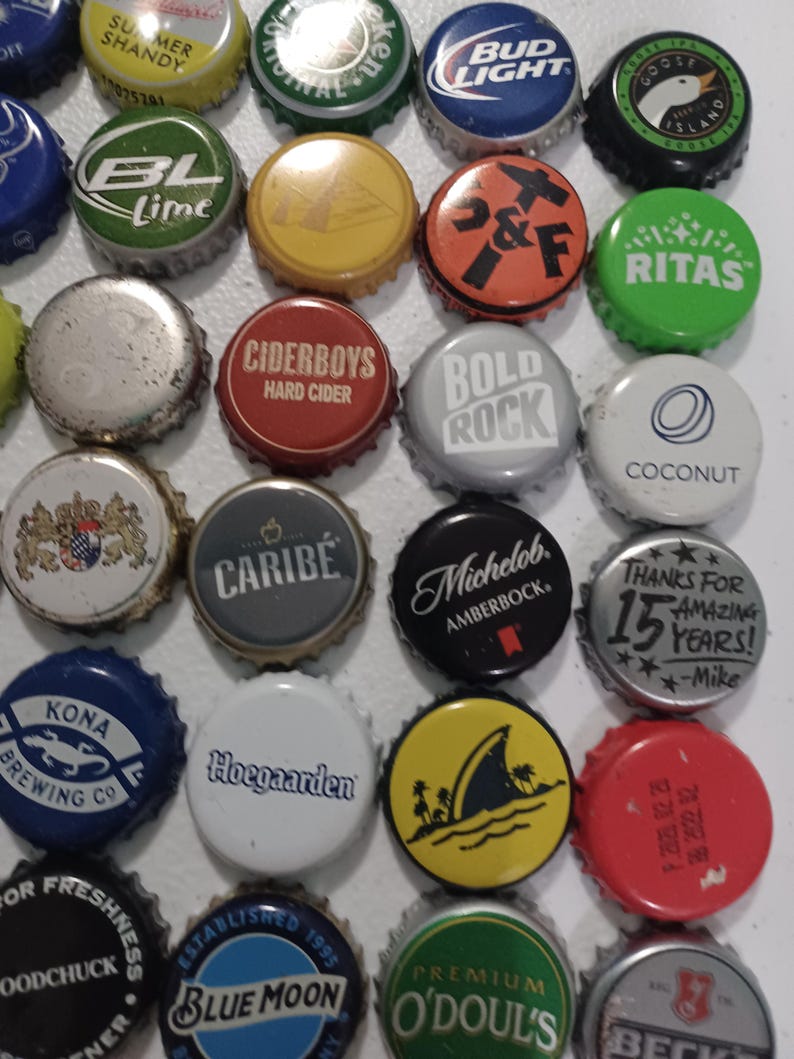 50 Different Bottle Caps, Variety Pack, Used Bottle Caps, Beer Bottle ...