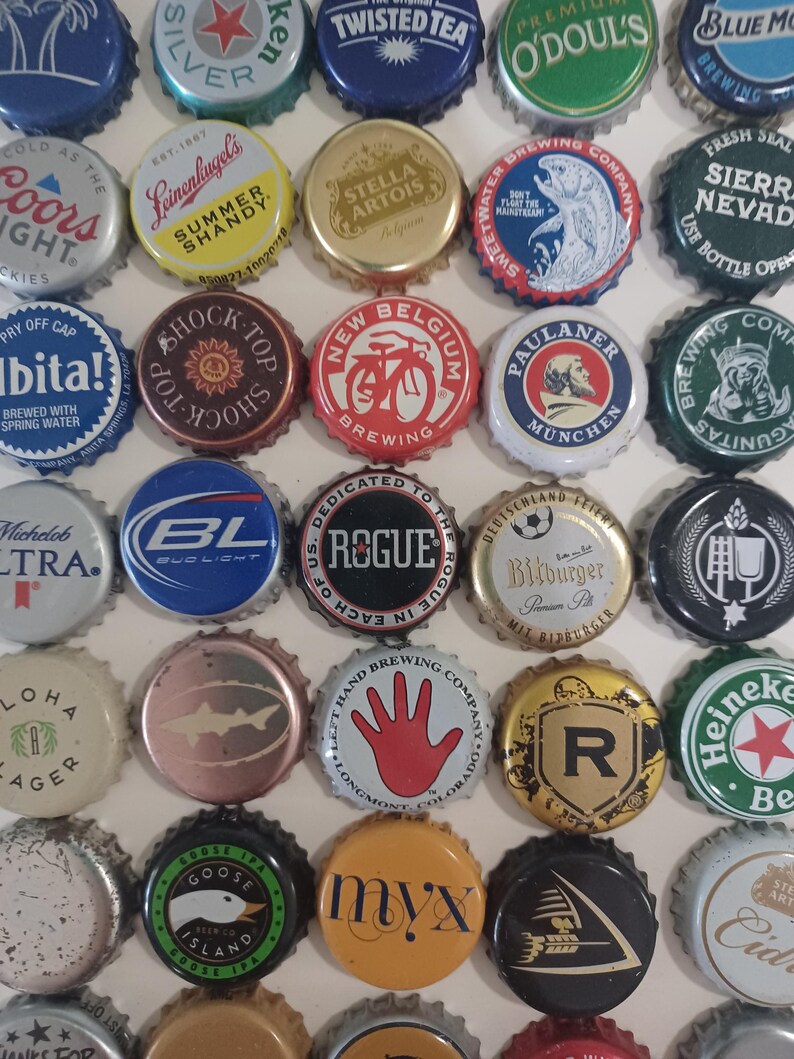 50 Different Bottle Caps, Variety Pack, Used Bottle Caps, Beer Bottle ...
