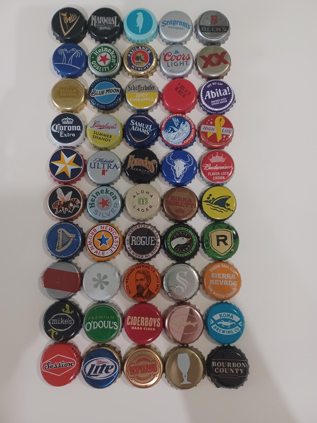 50 Different Bottle Caps, Variety Pack, Used Bottle Caps, Beer Bottle ...