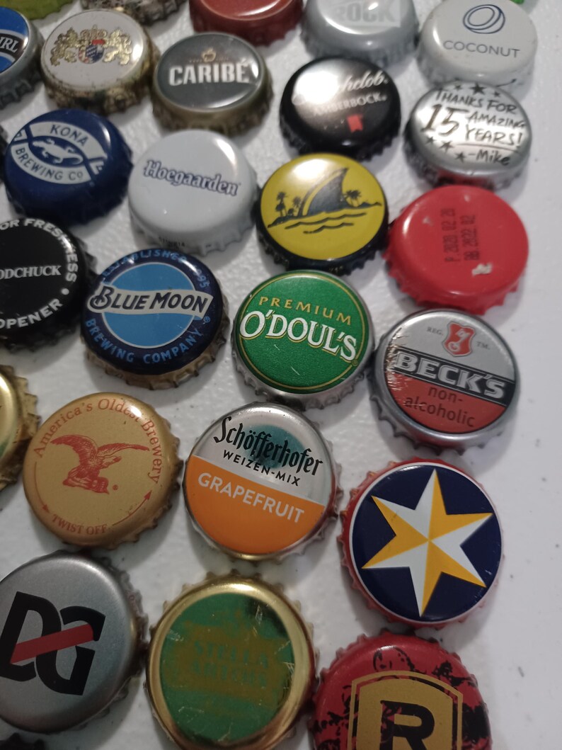 50 Different Bottle Caps, Variety Pack, Used Bottle Caps, Beer Bottle ...
