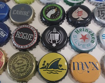 50 Different Bottle Caps, Variety Pack, Used Bottle Caps, Beer Bottle ...
