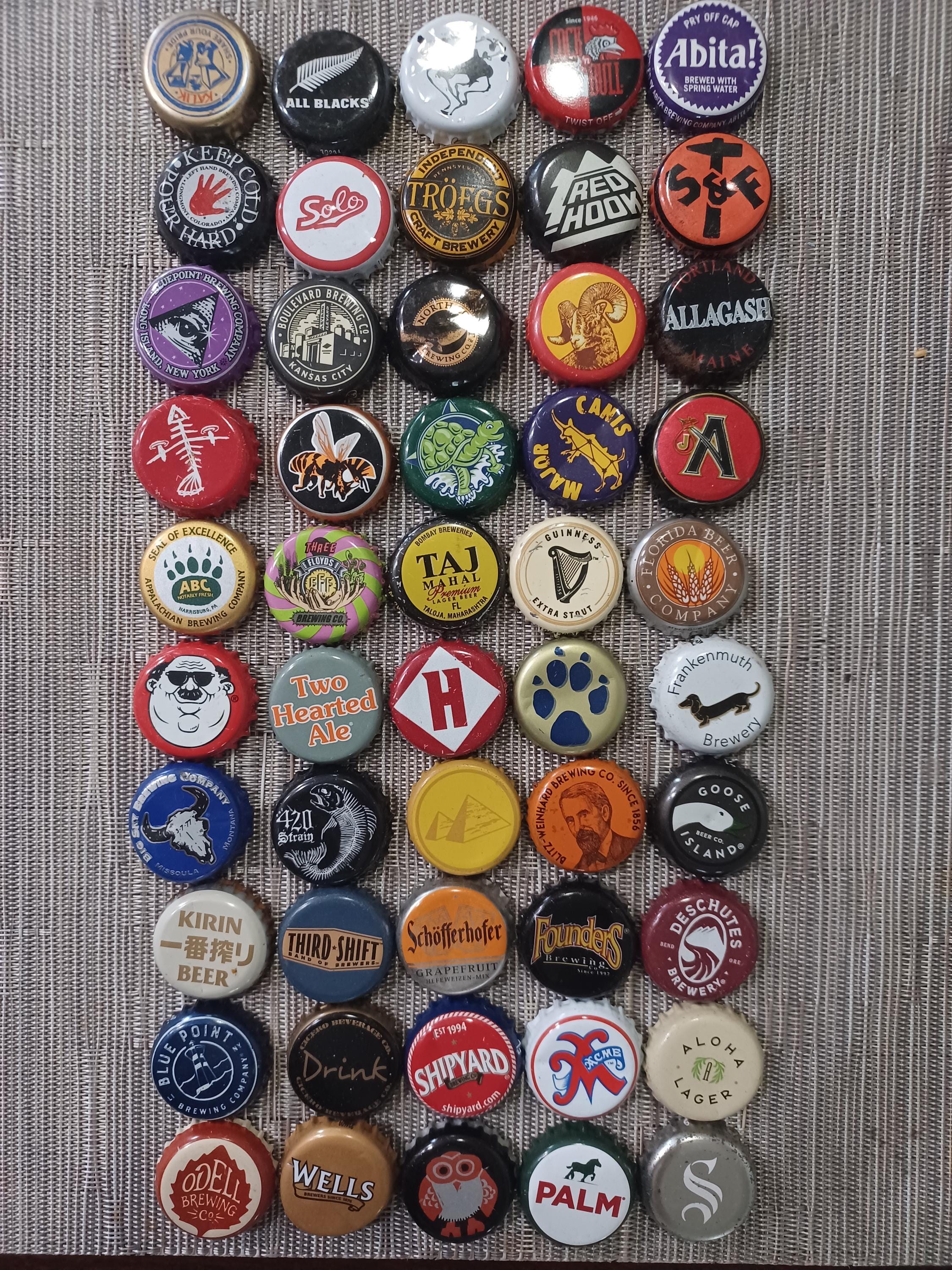 50 Different Bottle Caps, Variety Pack, Used Bottle Caps, Beer Bottle ...
