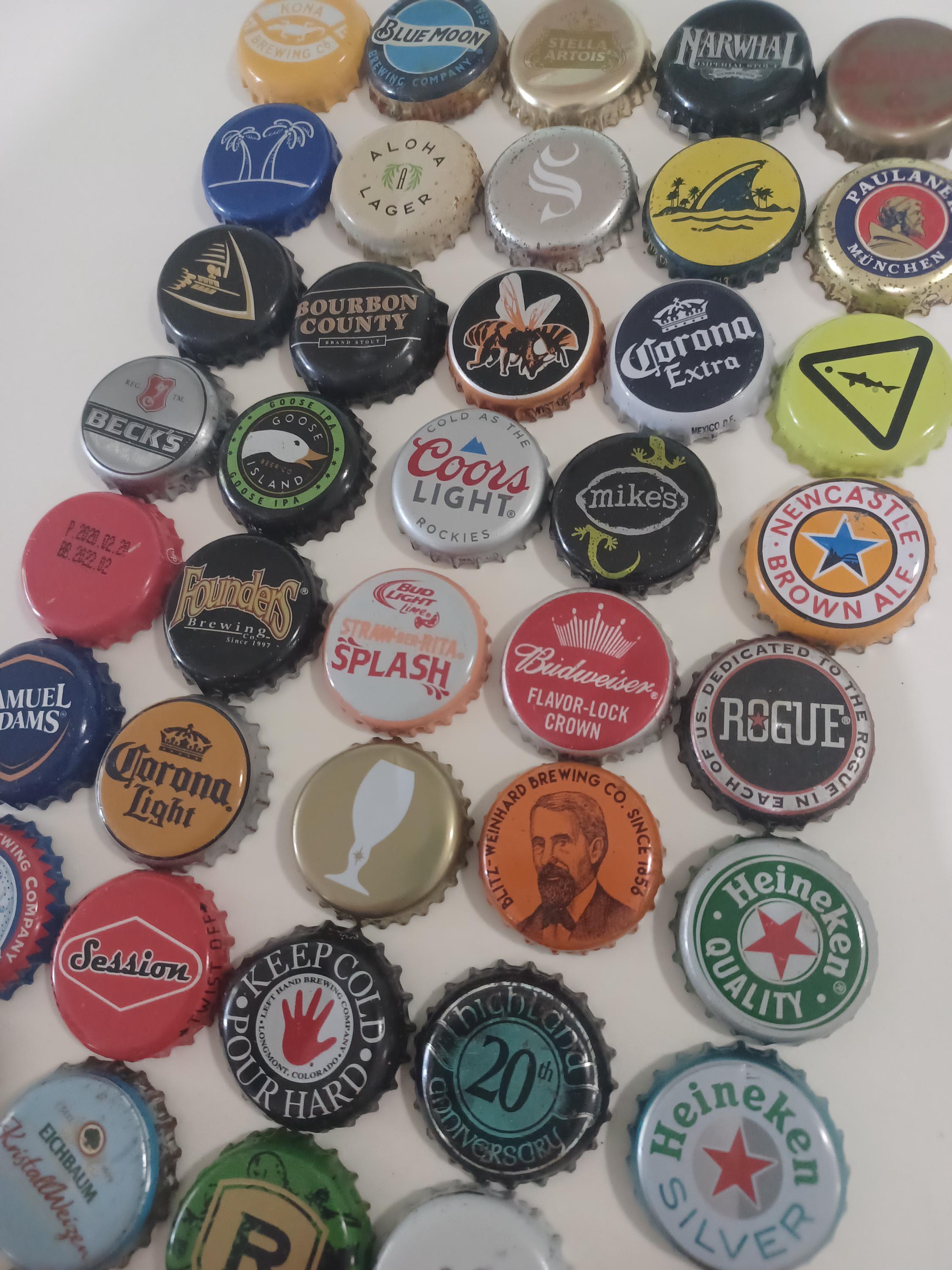 50 Different Bottle Caps, Variety Pack, Used Bottle Caps, Beer Bottle ...