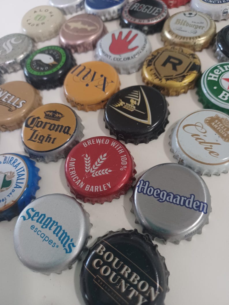 50 Different Bottle Caps, Variety Pack, Used Bottle Caps, Beer Bottle ...