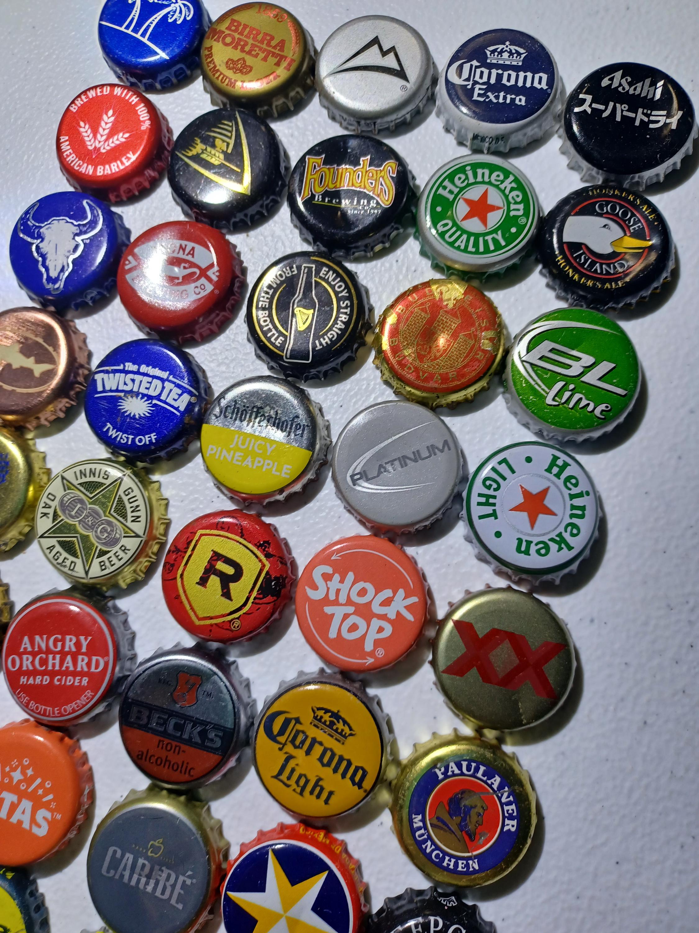 50 Different Bottle Caps, Variety Pack, Used Bottle Caps, Beer Bottle ...