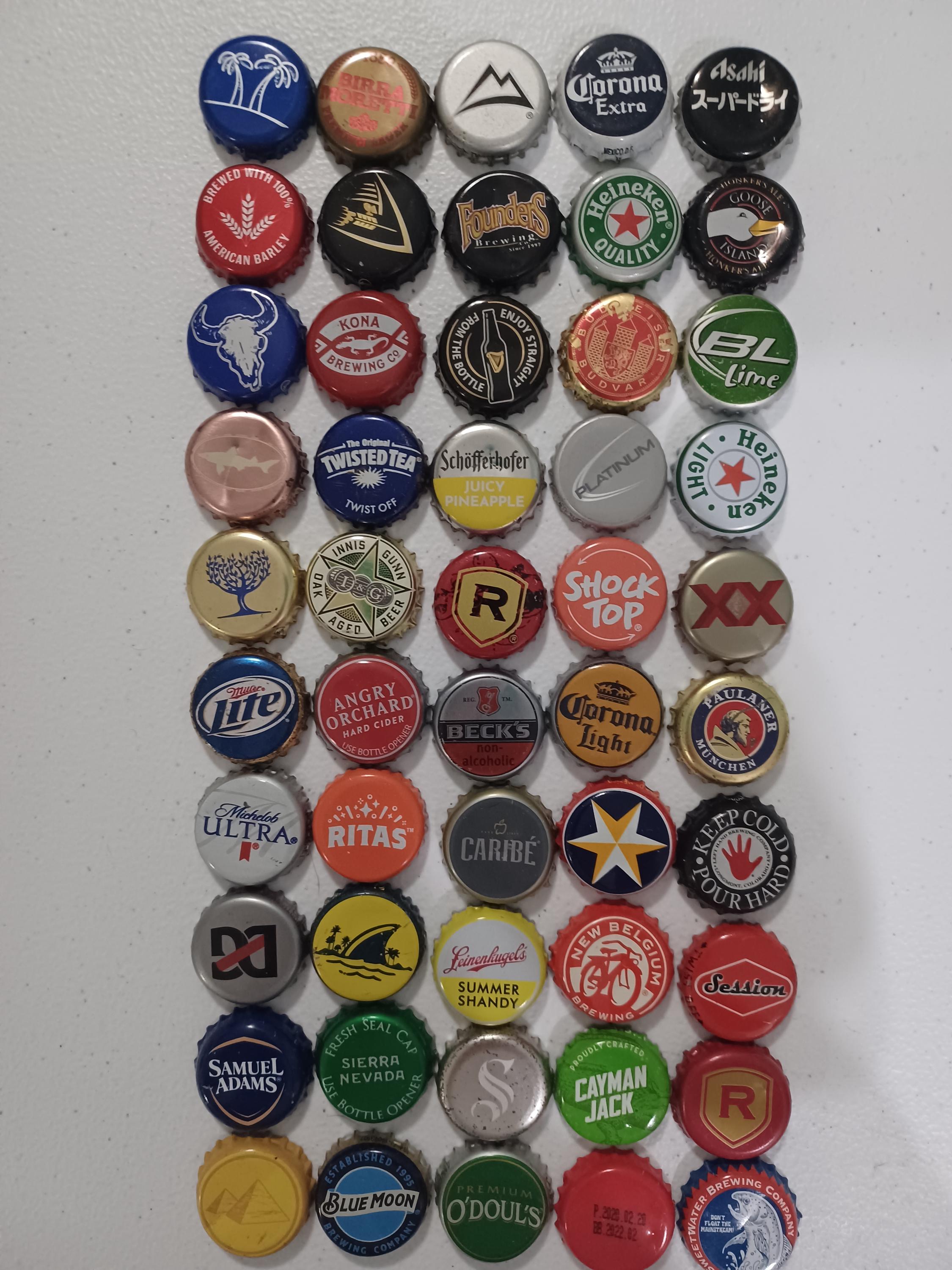 50 Different Bottle Caps, Variety Pack, Used Bottle Caps, Beer Bottle ...