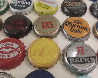 50 Different Bottle Caps, Variety Pack, Used Bottle Caps, Beer Bottle ...