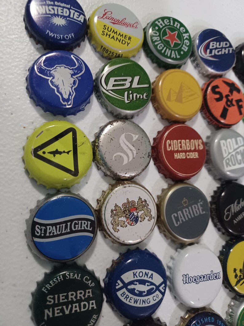 50 Different Bottle Caps, Variety Pack, Used Bottle Caps, Beer Bottle ...