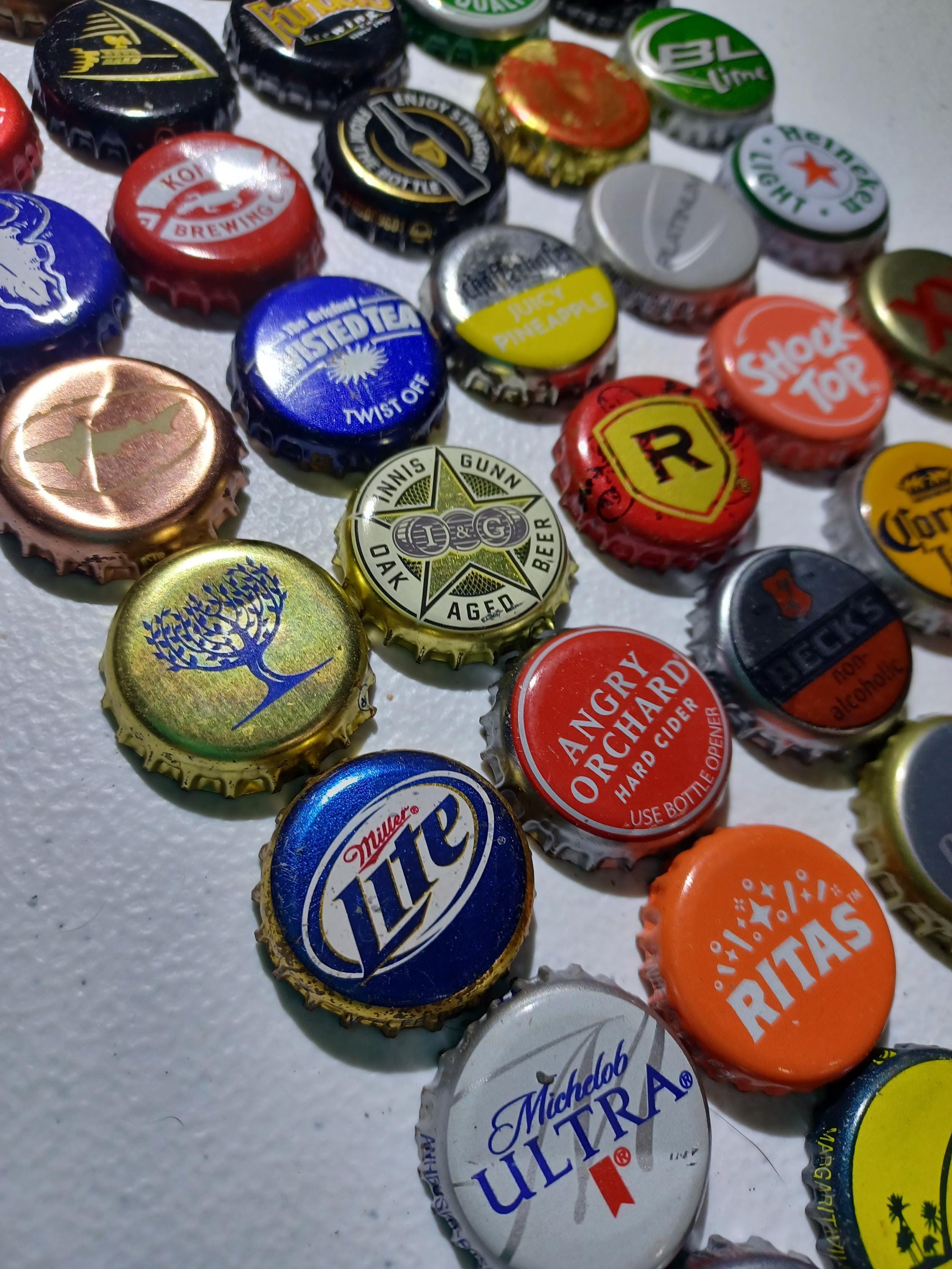 50 Different Bottle Caps, Variety Pack, Used Bottle Caps, Beer Bottle ...