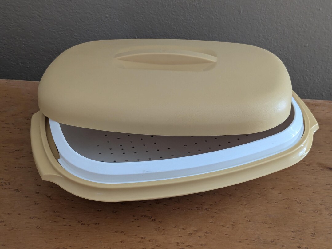 Vintage Oval Tupperware Gold and Almond Steamer Set Measures About 11-1 ...