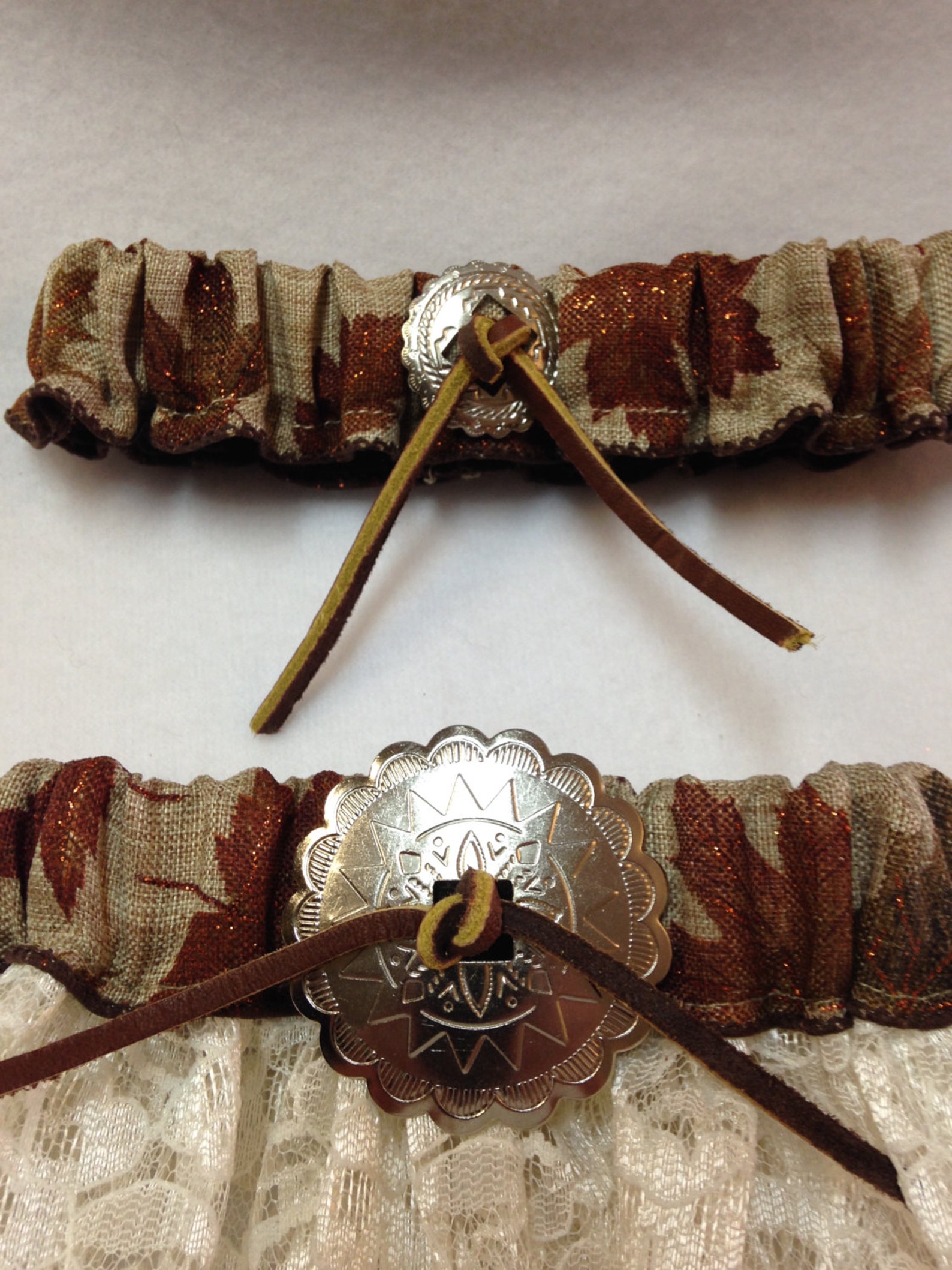 Rustic Western Bridal Garter Set – Burlap, Lace & Silver Concho - Etsy