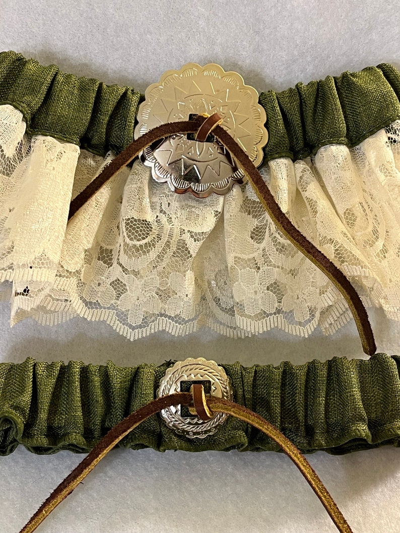 Rustic Western Bridal Garter Set – Burlap, Lace & Silver Concho - Etsy