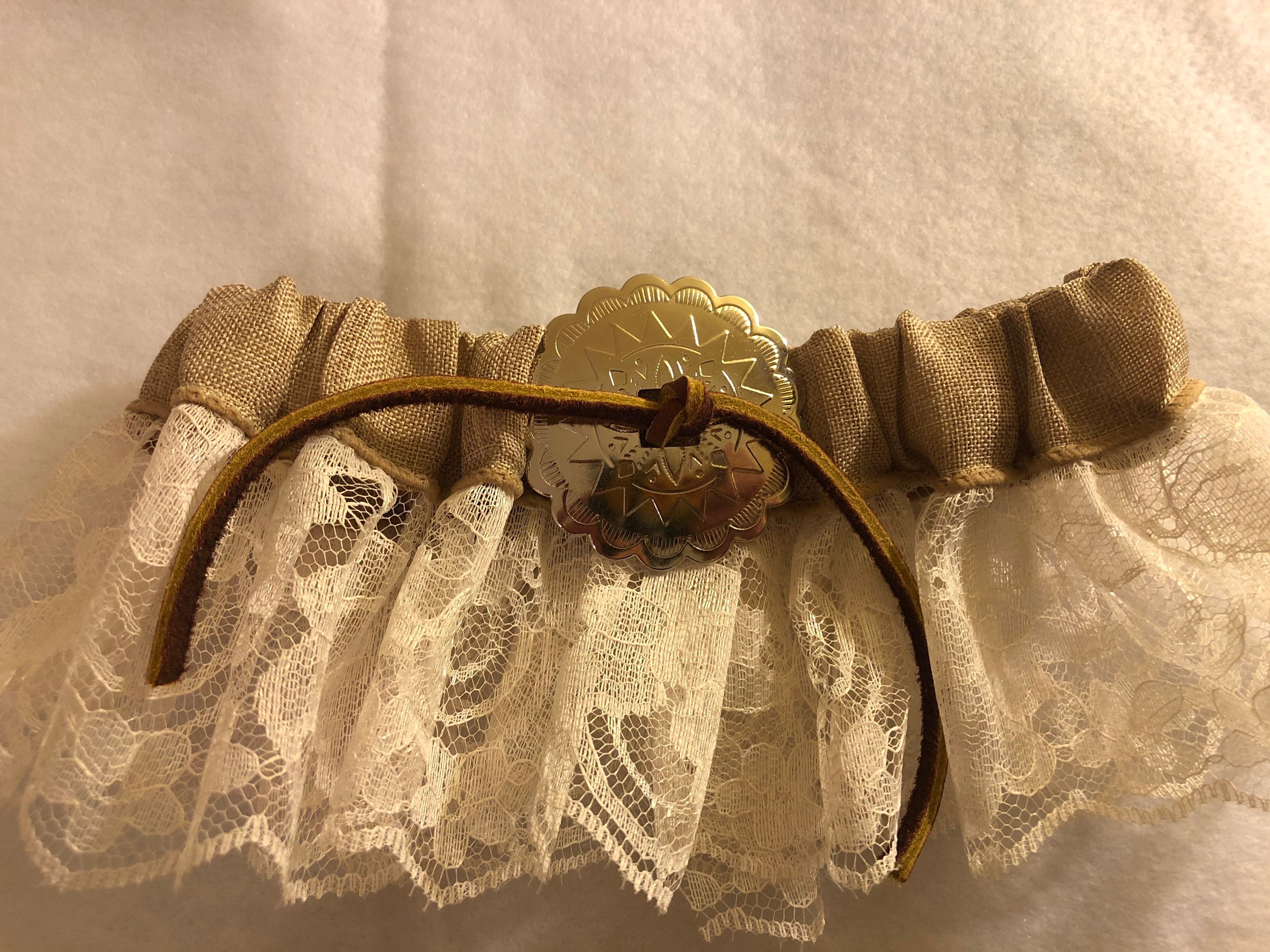 Rustic Western Wedding Garter Set – Burlap, Concho & Lace - Etsy